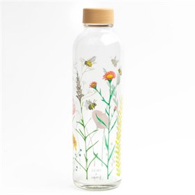 Glazen Waterfles met Eco Print 700 ml Carry Bottles | GreenJump.nl